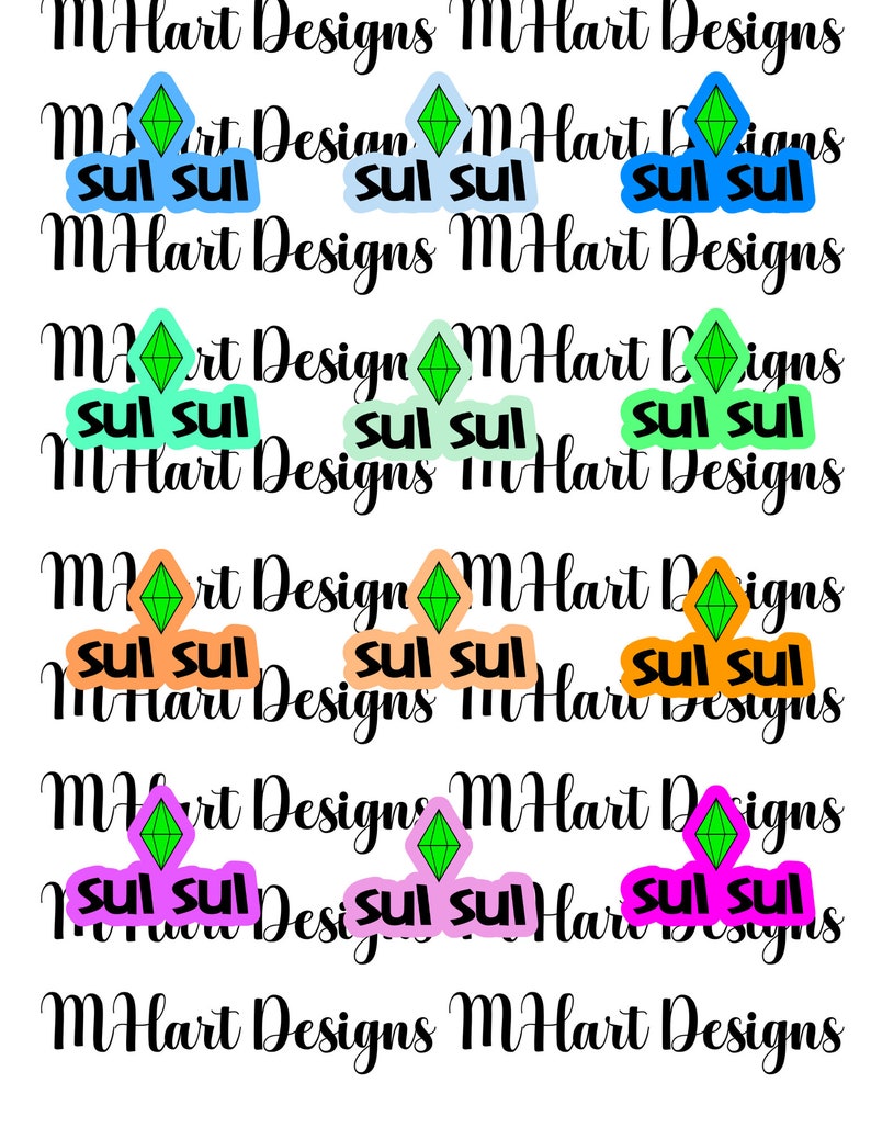 Sims 4 Printable Stickers- 6 Sheets of Stickers- Simlish Stickers ...