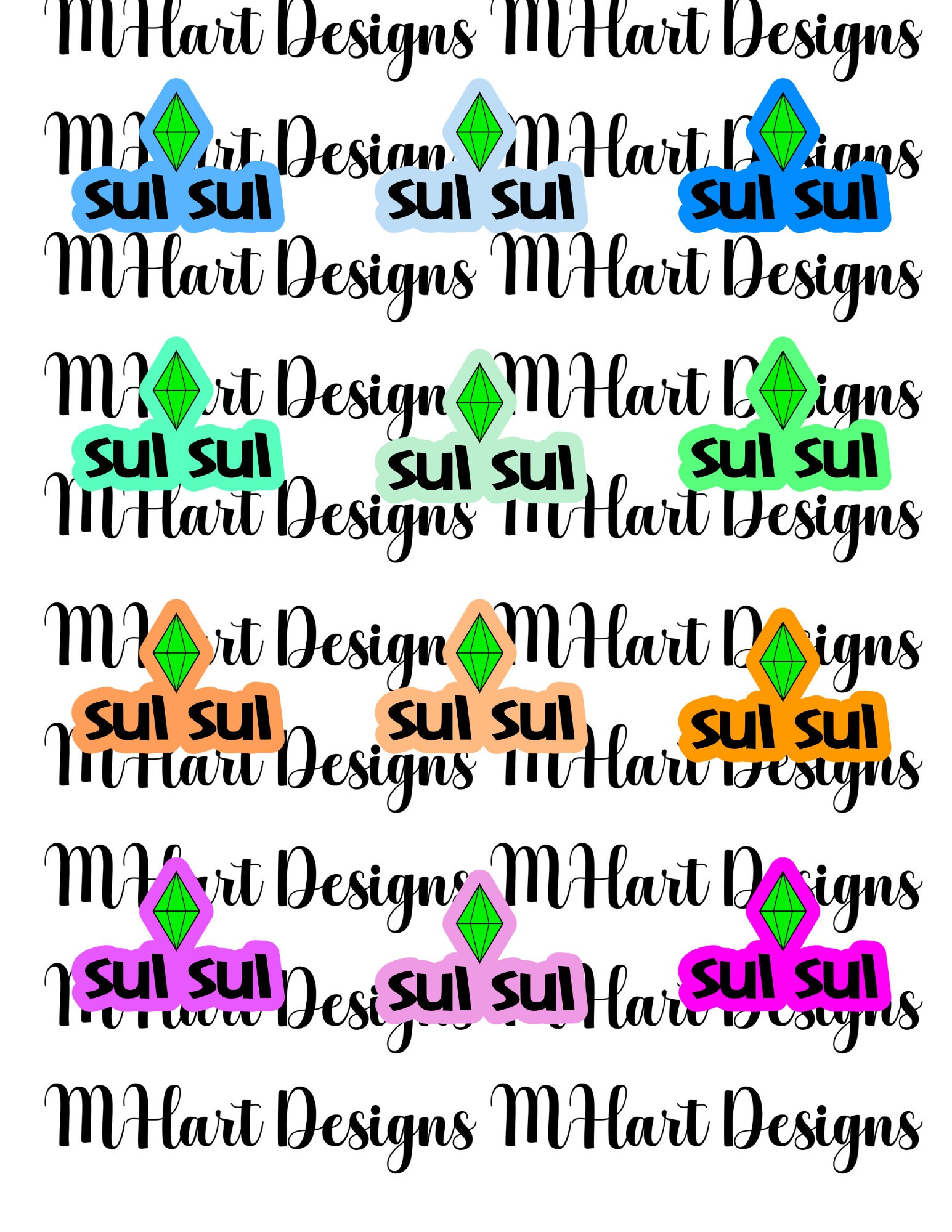 Sims 4 Printable Stickers- 6 Sheets of Stickers- Simlish Stickers ...