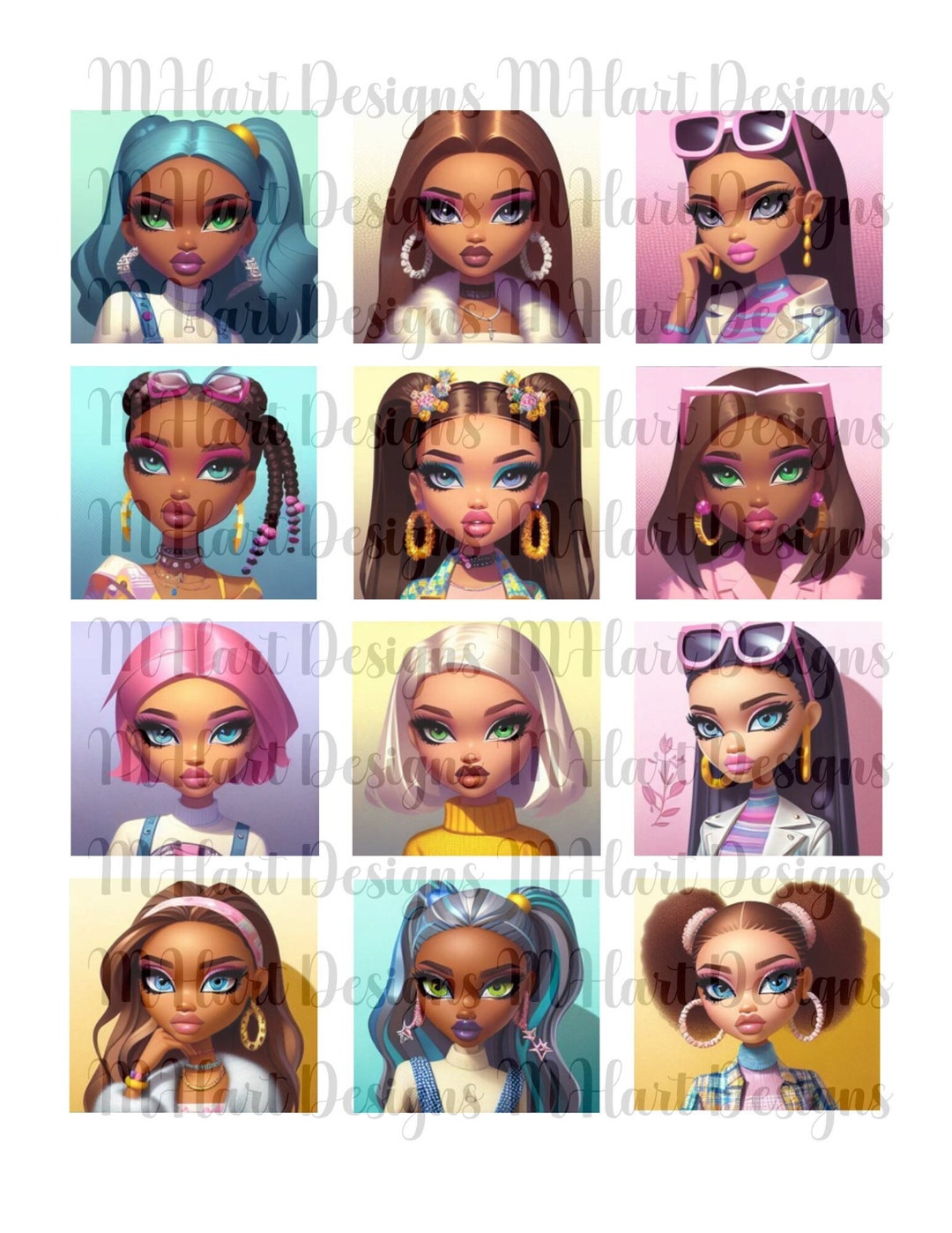 Cute Girl Stickers, Sticker Sheet, 30 + Printable Pdf File- Png File ...