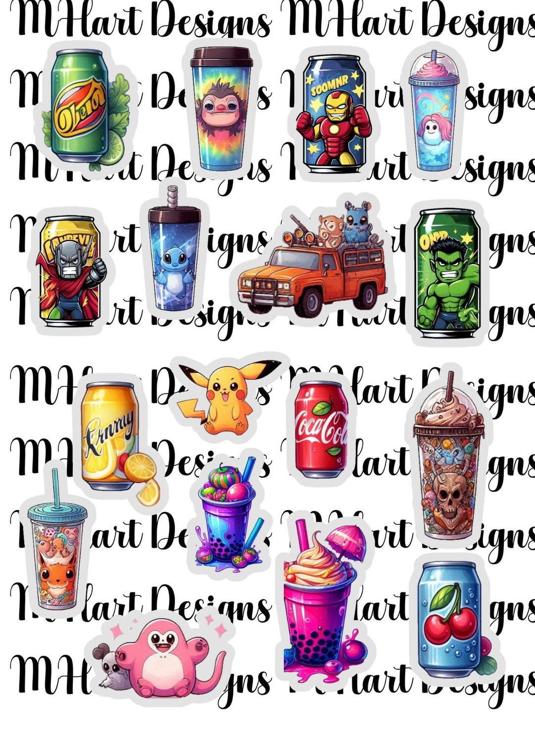 Unique Cup and Drink Printable Digital Stickers Perfect for Planners ...