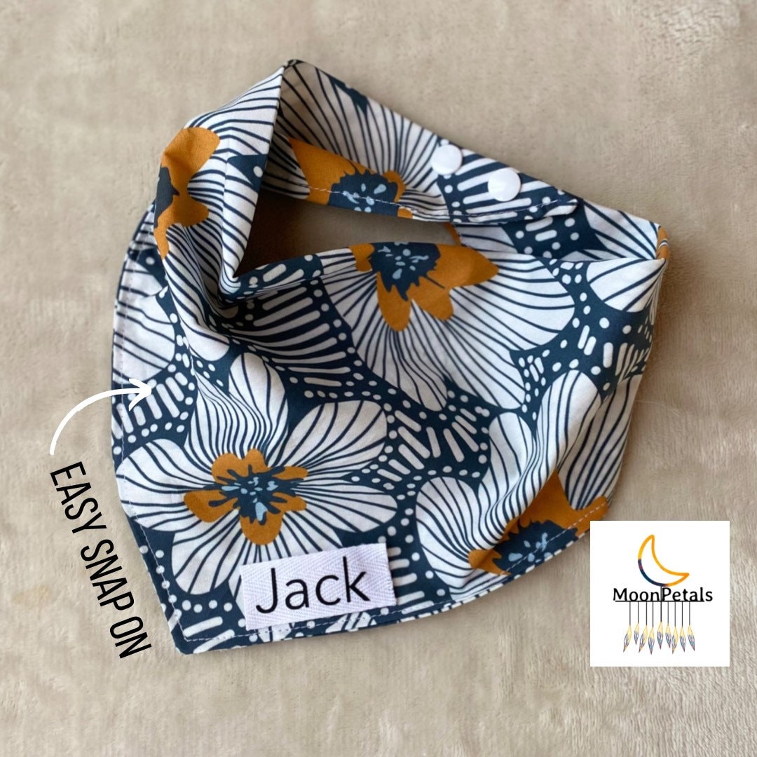 Dog Bandana Flower Dog Bandana Girl Over the Collar Dog Bandana Black ...