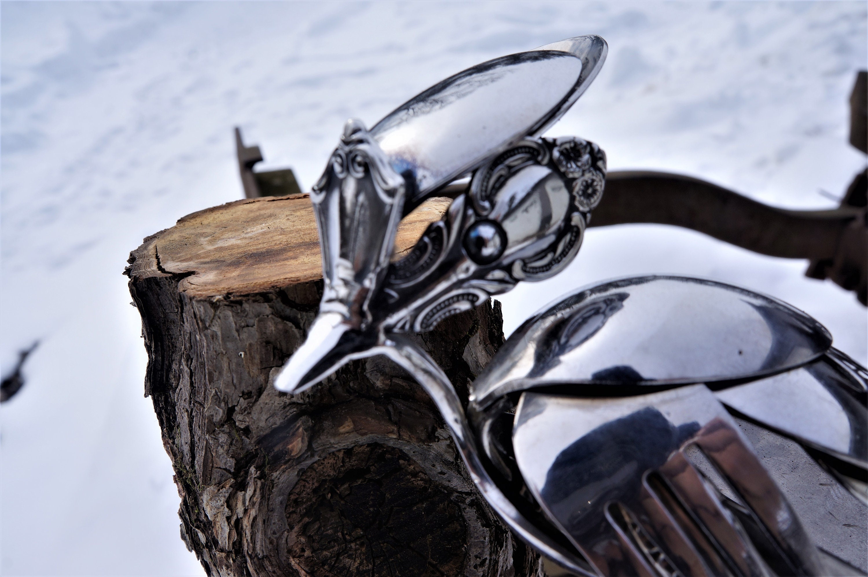 Recycled Silverware Bird Sculpture - Etsy