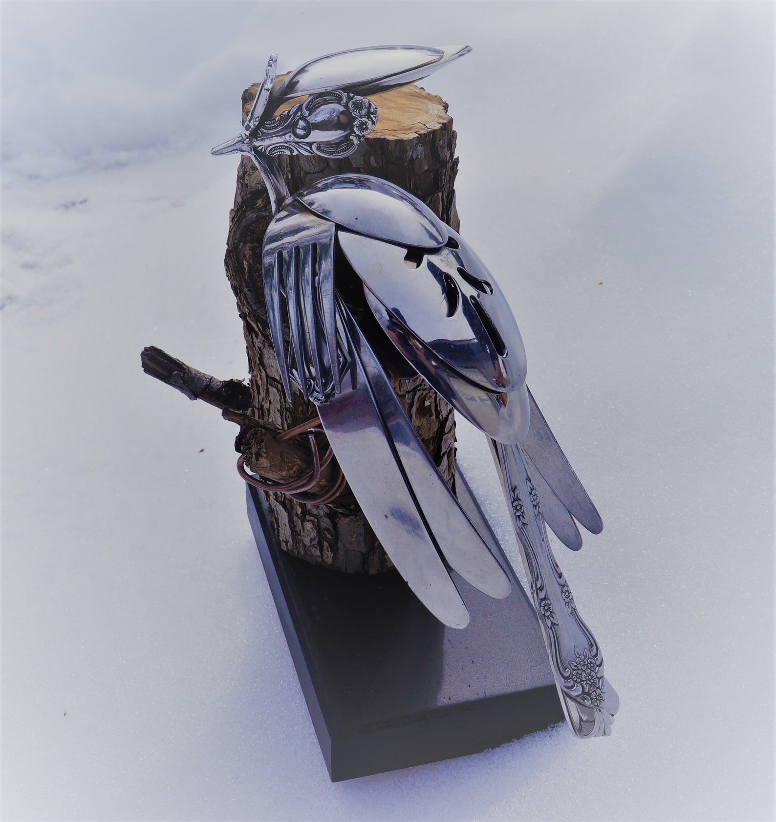 Recycled Silverware Bird Sculpture - Etsy