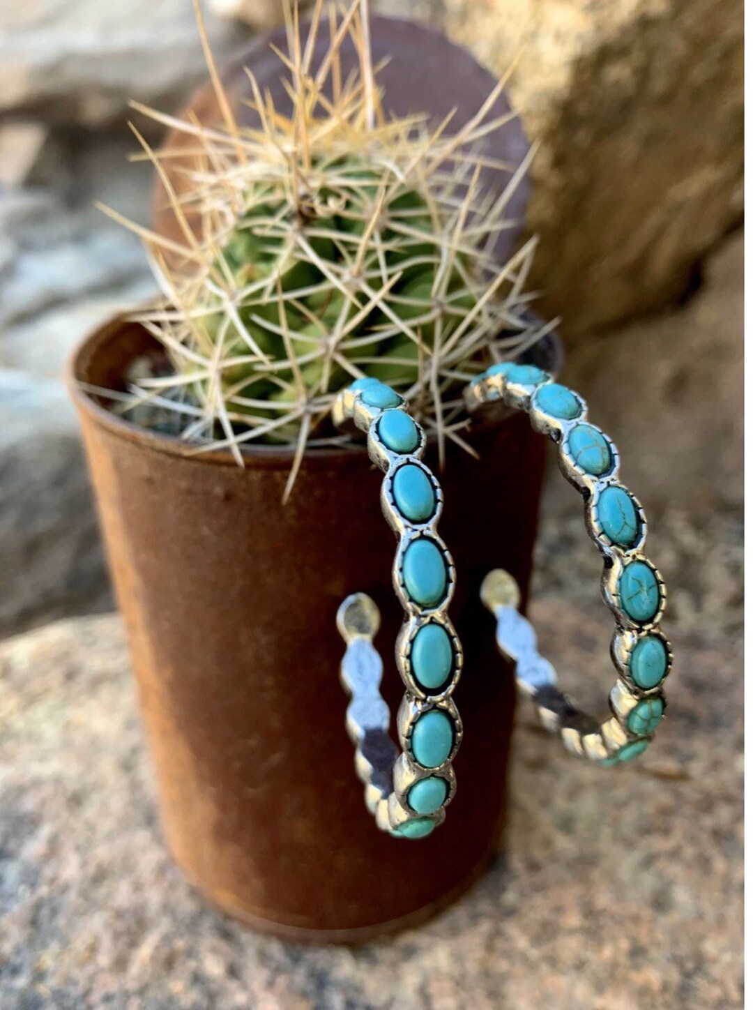 Turquoise Hoops - Etsy