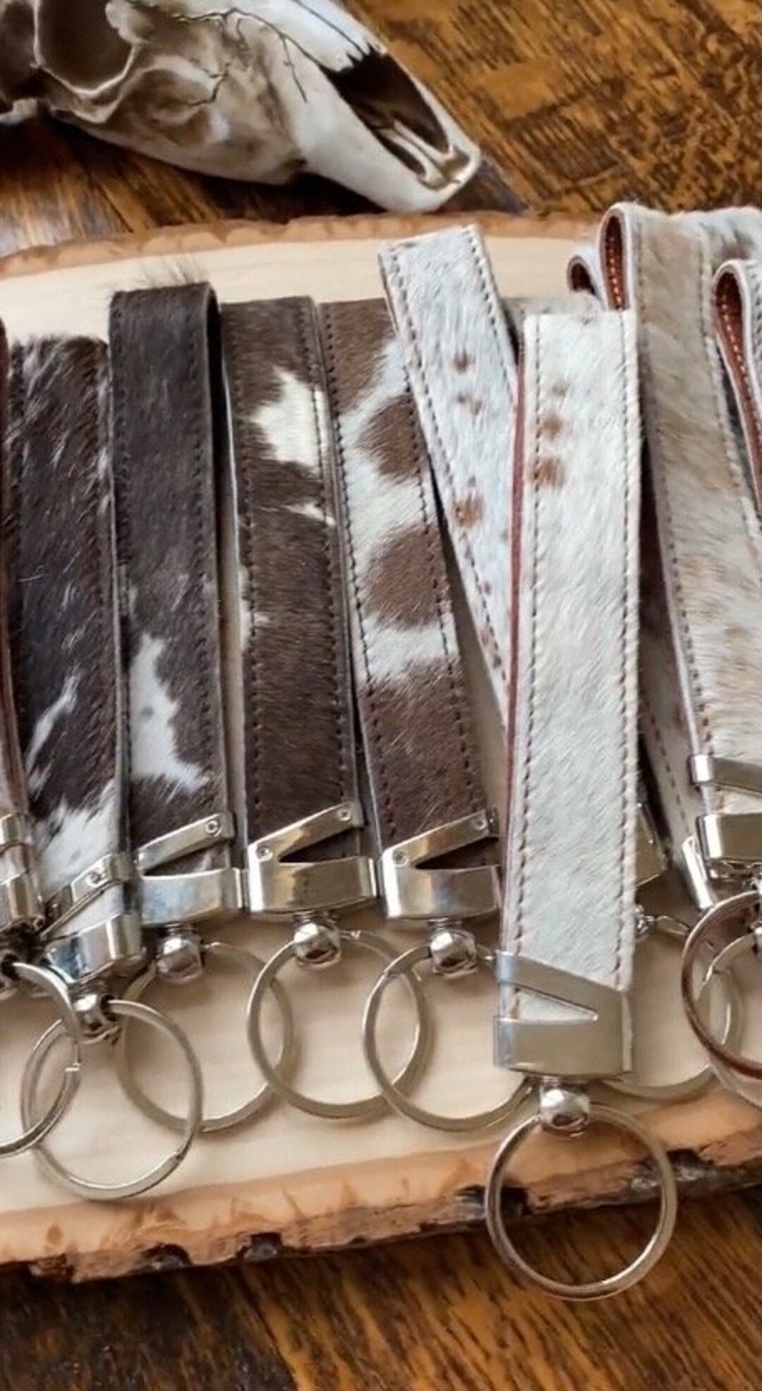 Cowhide Keychains - Etsy