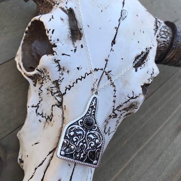 Cow Tag Necklace - Etsy