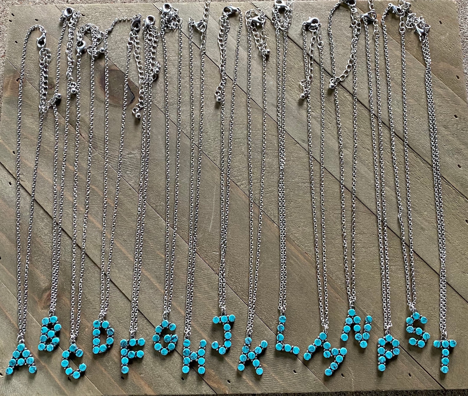 Turquoise Initial Necklace | Etsy