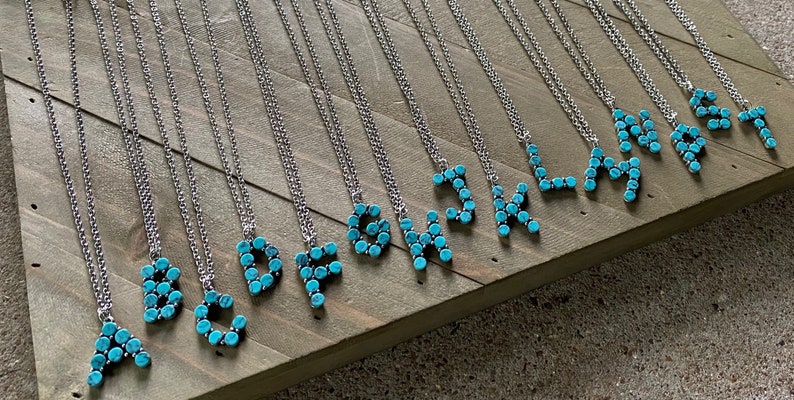 Turquoise Initial Necklace - Etsy