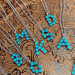 Turquoise Initial Necklace - Etsy