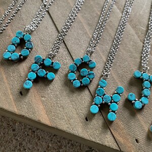 Turquoise Initial Necklace - Etsy
