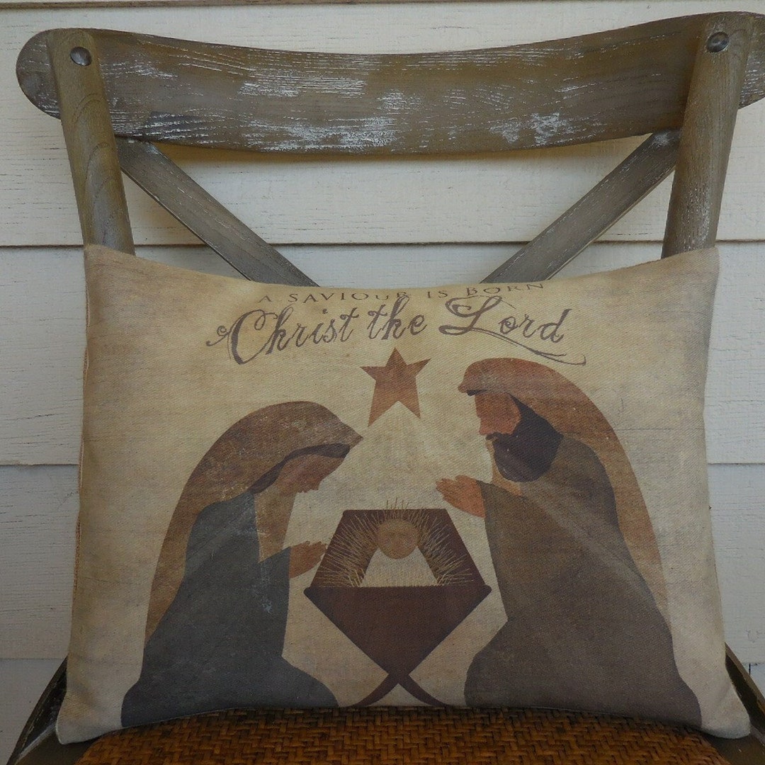 Christmas Nativity Pillow, Rustic Christmas, Modern Farmhouse Christmas ...