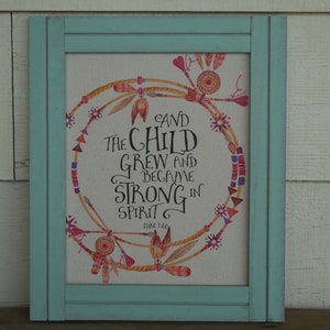 Luke 1 Framed Wall Art Framed Bible Verse Luke 1:80 nursery | Etsy