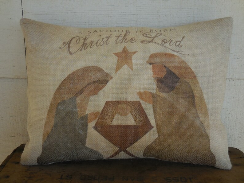 Christmas Nativity Pillow Rustic Christmas Modern Farmhouse | Etsy
