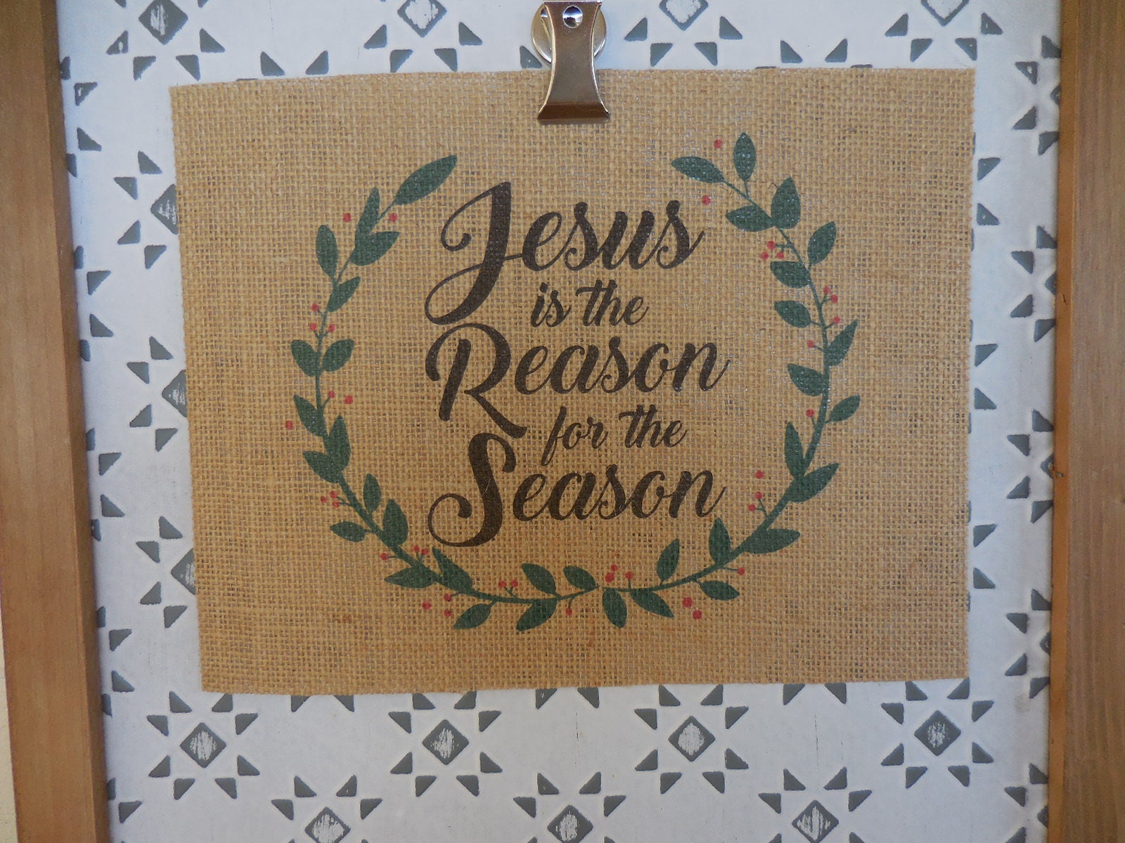 Jesus is the reason for the season Burlap Print Bible Verse | Etsy