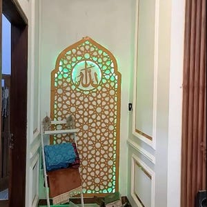 Wooden Mihrab allah Dome 3D Islamic Wall Art Decor With LED Lamp Made ...