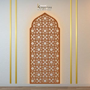 Wooden Mihrab "geometric Dome" With LED Lamp 3D Islamic Wall Art Decor ...