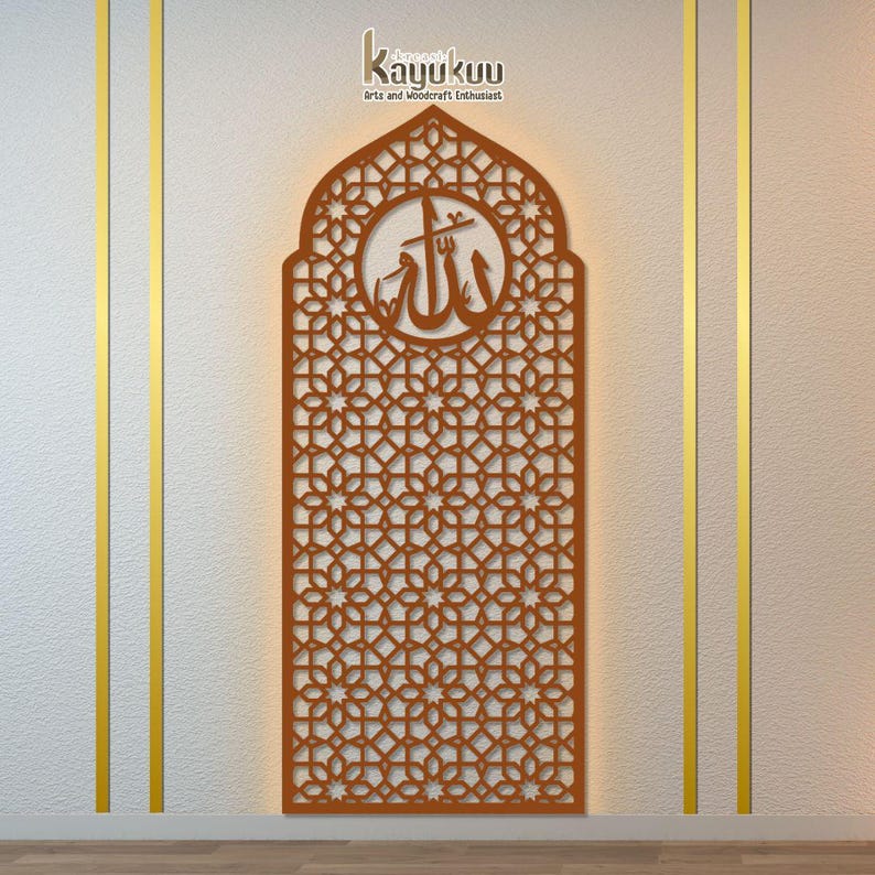 Wooden Mihrab "allah Dome" 3D Islamic Wall Art Decor With LED Lamp Made ...