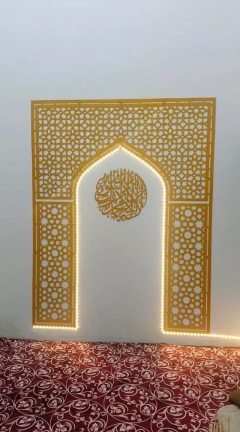 3D Wooden Mihrab Islamic Wall Art Decoration, Tauhid Calligraphy, & LED ...