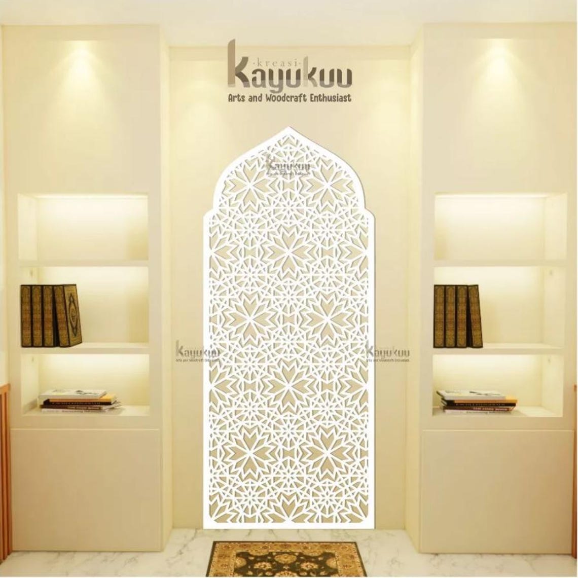 Wooden Mihrab Flower Dome – Islamic Wall Art for Prayer Corner ...
