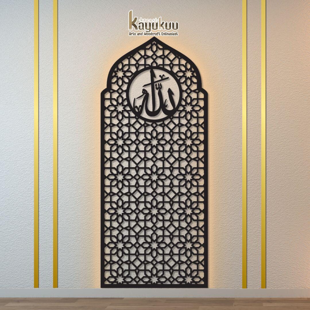 Wooden Mihrab allah Dome 3D Islamic Wall Art Decor With LED Lamp Made ...
