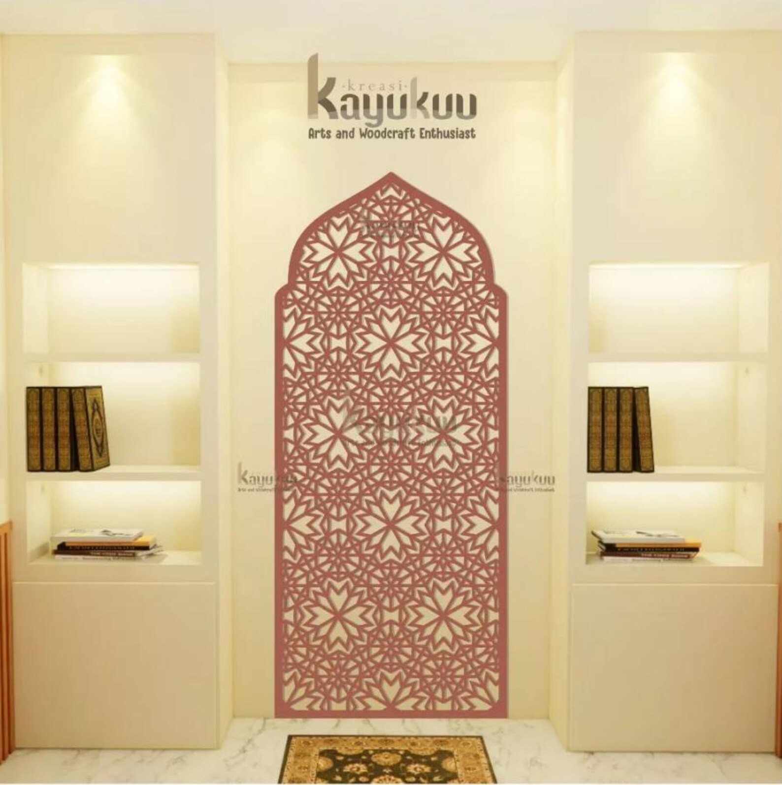 Wooden Mihrab Flower Dome – Islamic Wall Art for Prayer Corner ...