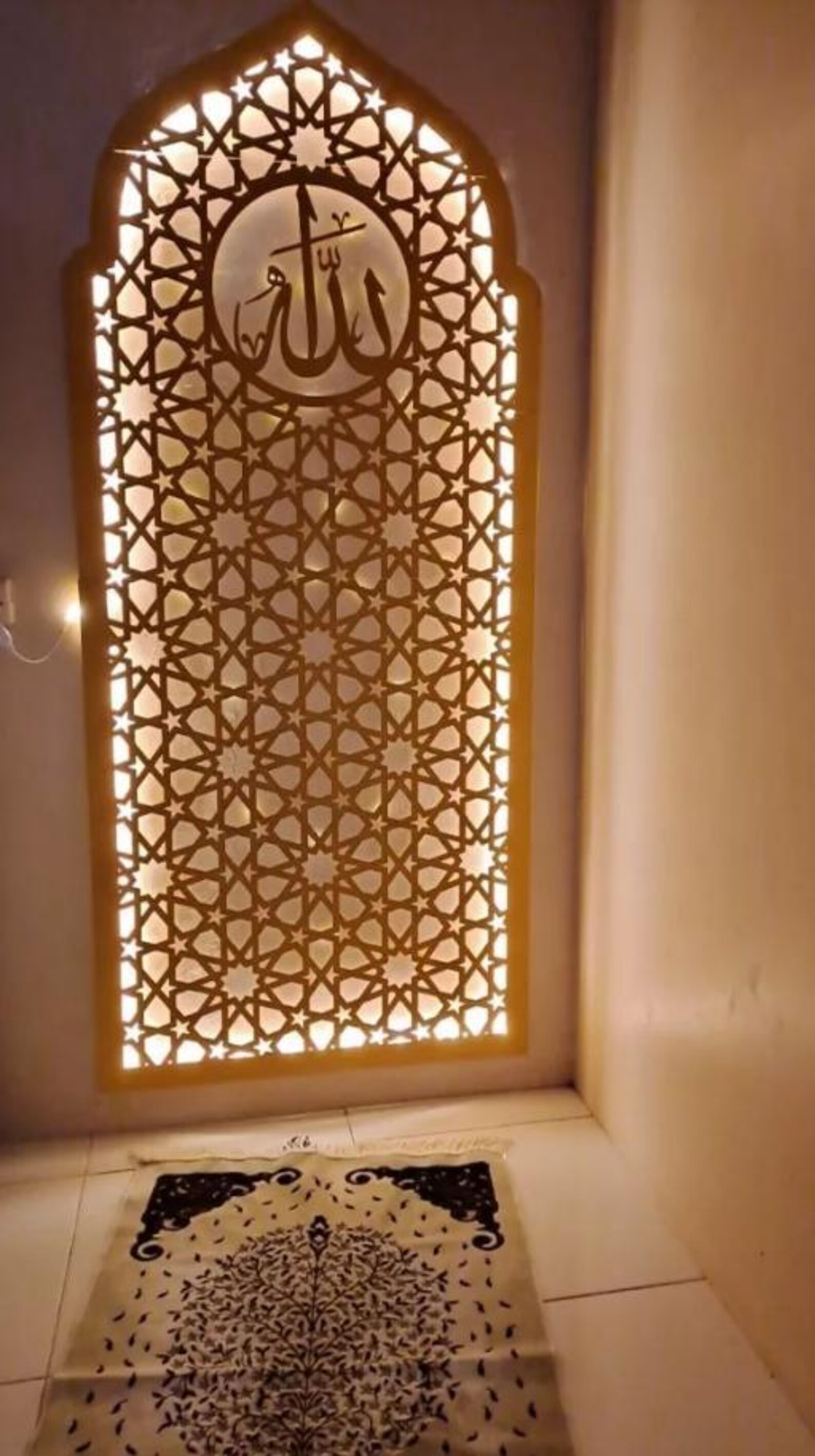 Wooden Mihrab "allah Dome" 3D Islamic Wall Art Decor With LED Lamp Made ...