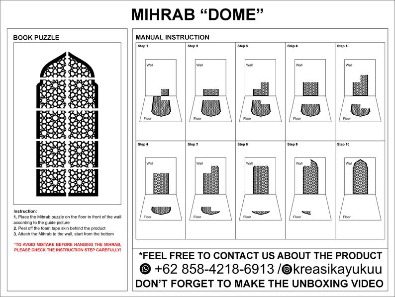 Wooden Mihrab Musholla "dome" 3D Islamic Wall Art Decor Made From ...