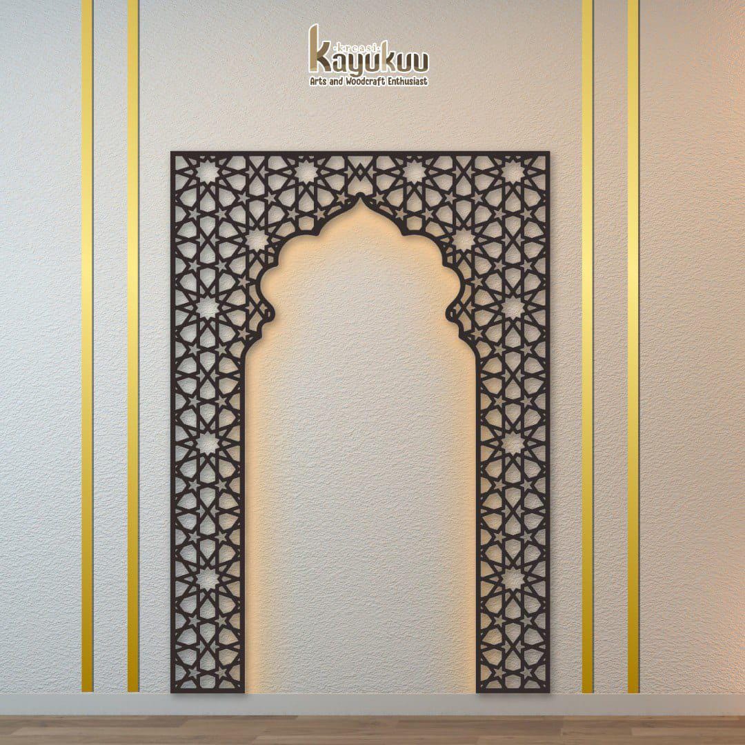 Wooden Mihrab With LED Light – Islamic Wall Art Decor for Prayer Corner ...