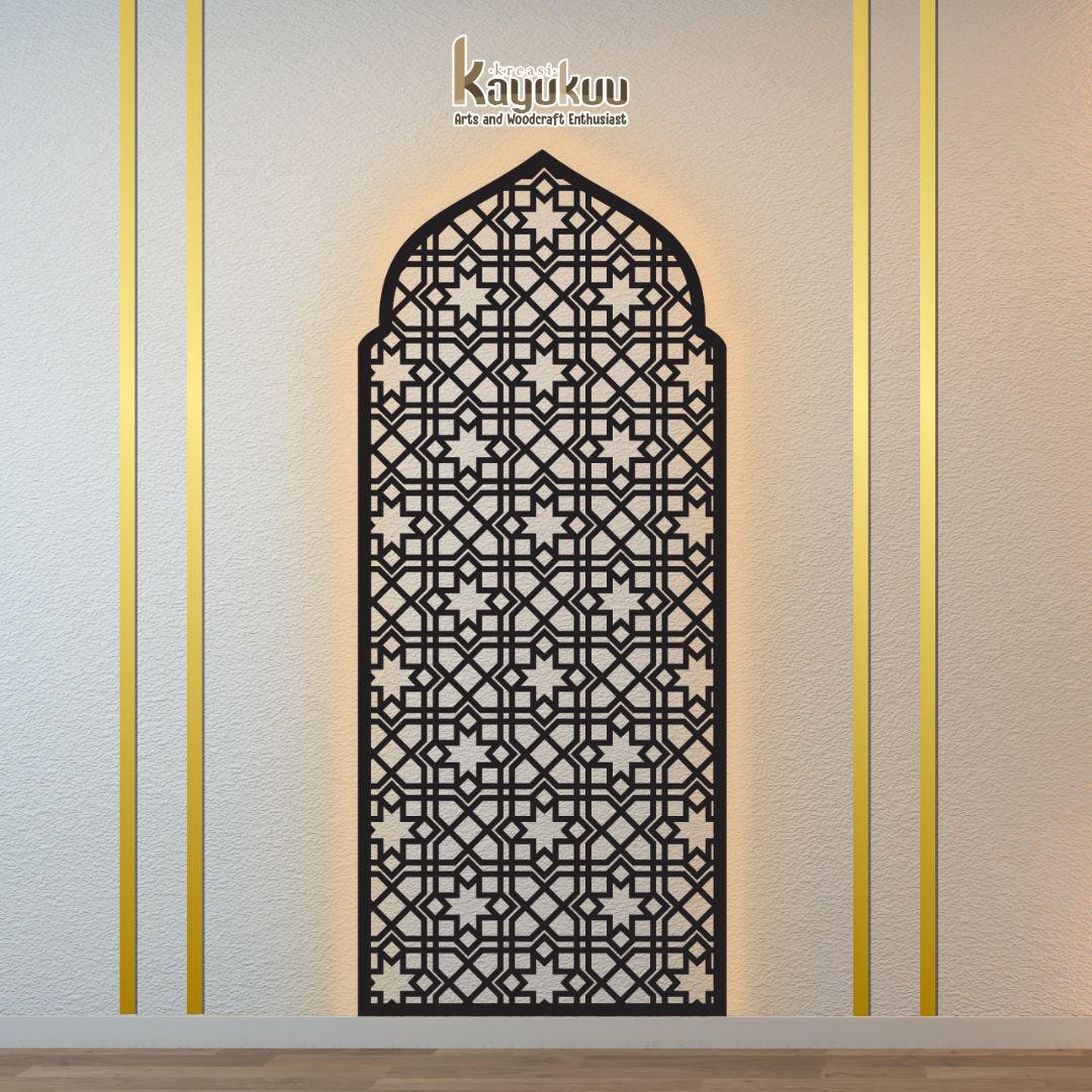 Wooden Mihrab "geometric Dome" With LED Lamp 3D Islamic Wall Art Decor ...
