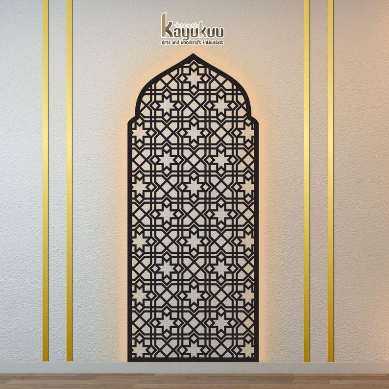 Wooden Mihrab "geometric Dome" With LED Lamp 3D Islamic Wall Art Decor ...
