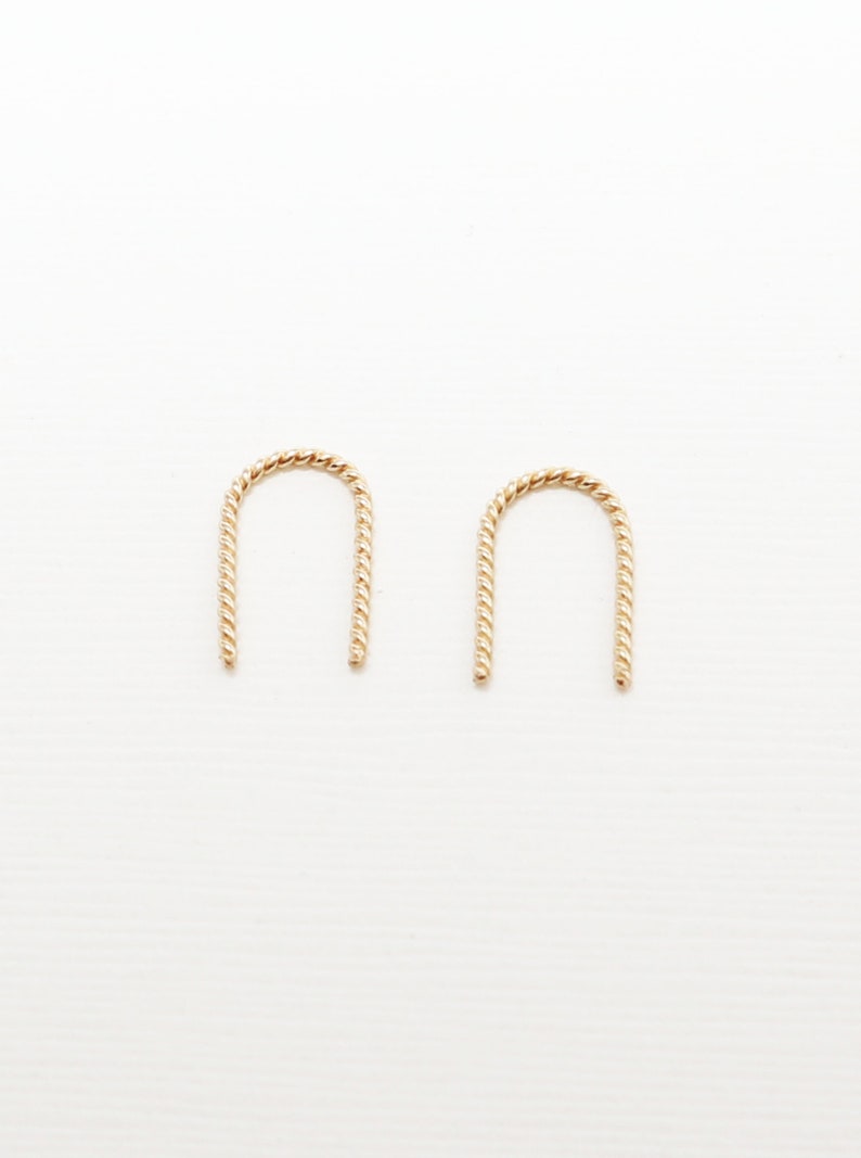 Dainty Gold U Twist Earrings, Rose Gold Arc U Earrings, Silver U ...