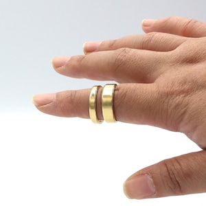 Couple Ring Set, Couple Rings Gold, Beveled Edge, His Her Promise Ring ...