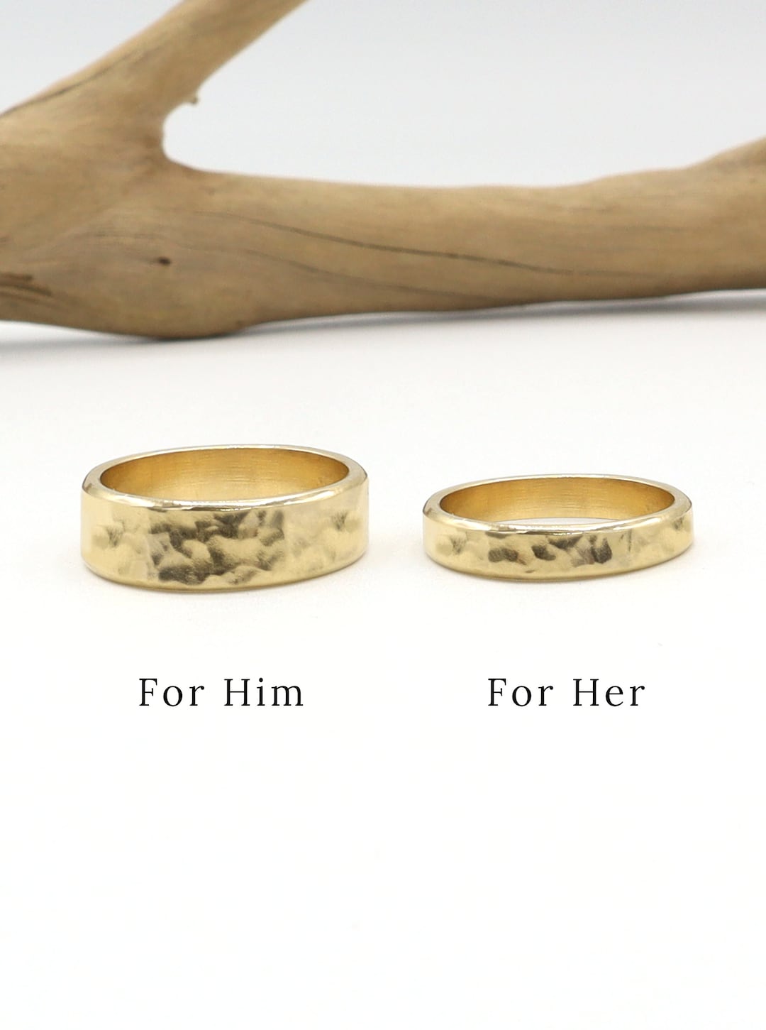 Couple Ring Set, Gold Couple Rings, Beveled Edge, His Her Promise Ring ...