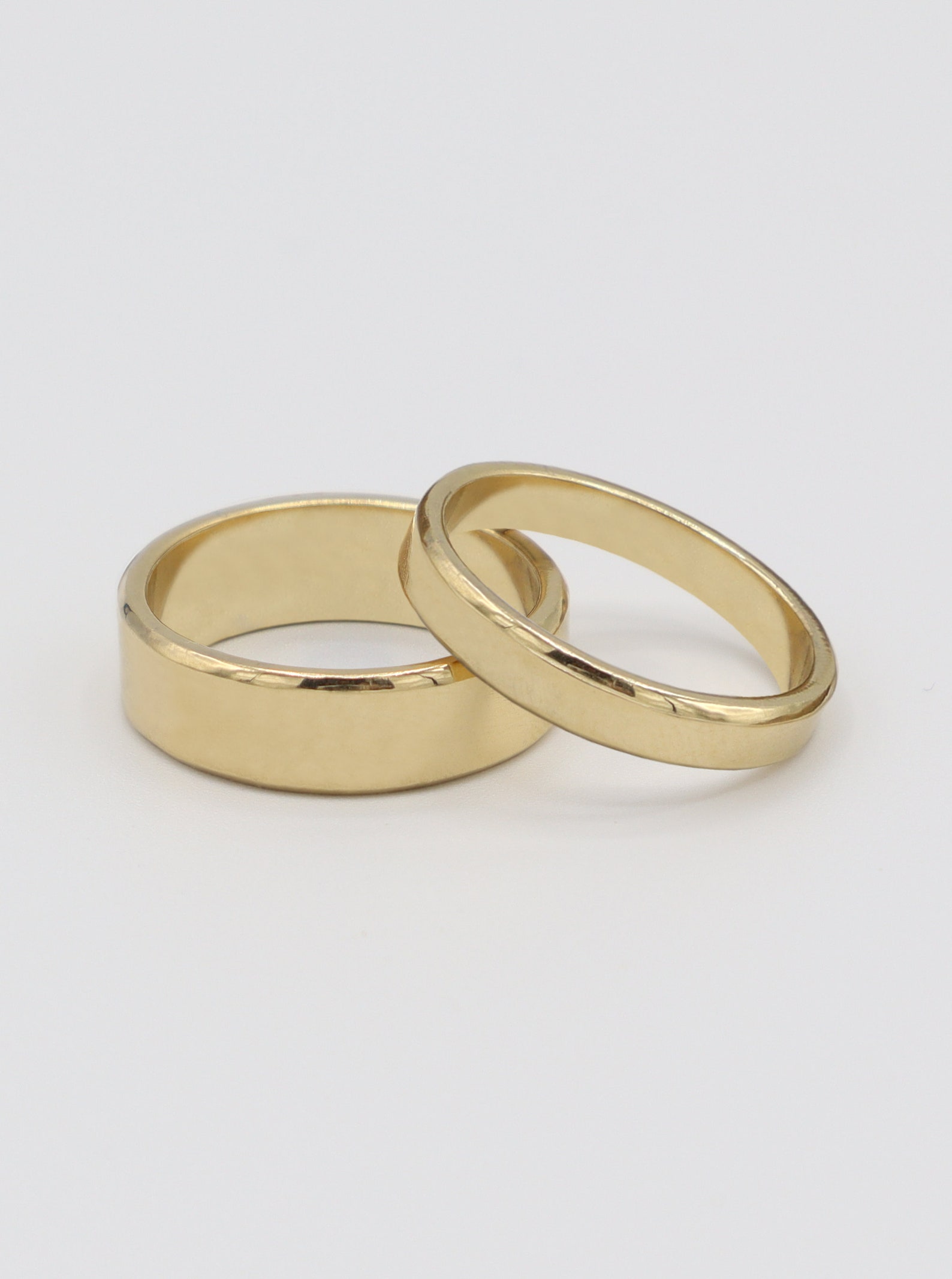 Couple Ring Set, Couple Rings Gold, Beveled Edge, His Her Promise Ring ...