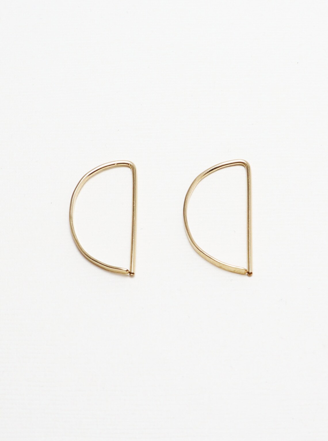 Half Circle Hoop Earrings Minimalist Earrings 14K Rose & | Etsy