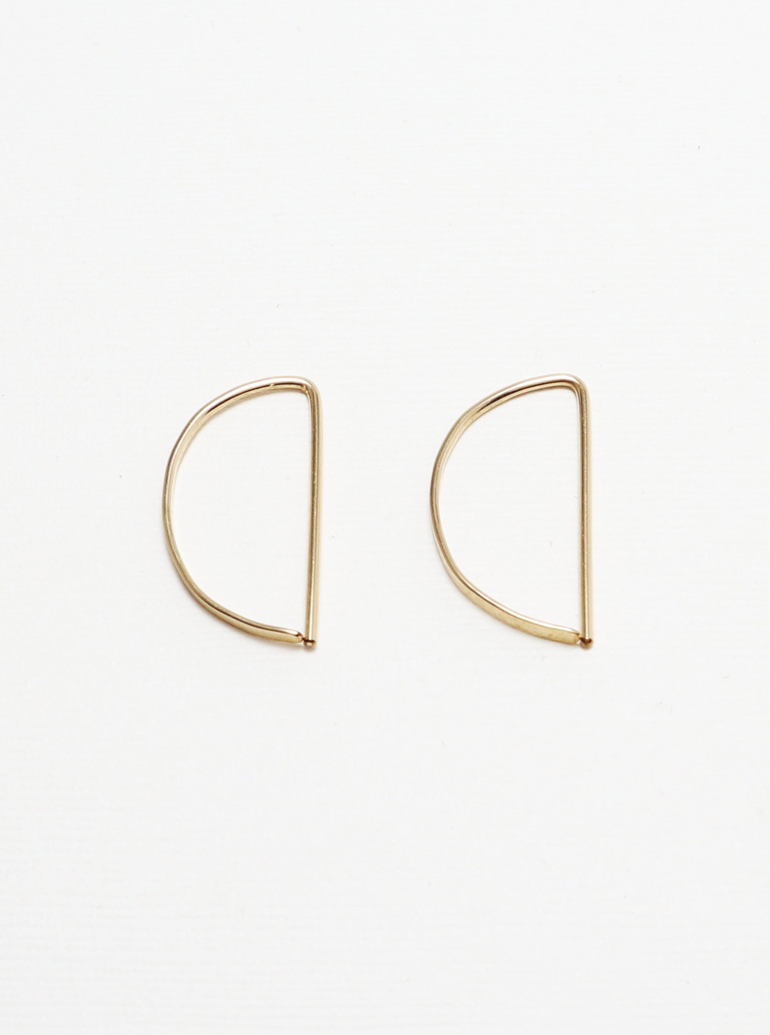 Half Circle Hoop Earrings Minimalist Earrings 14K Rose & | Etsy