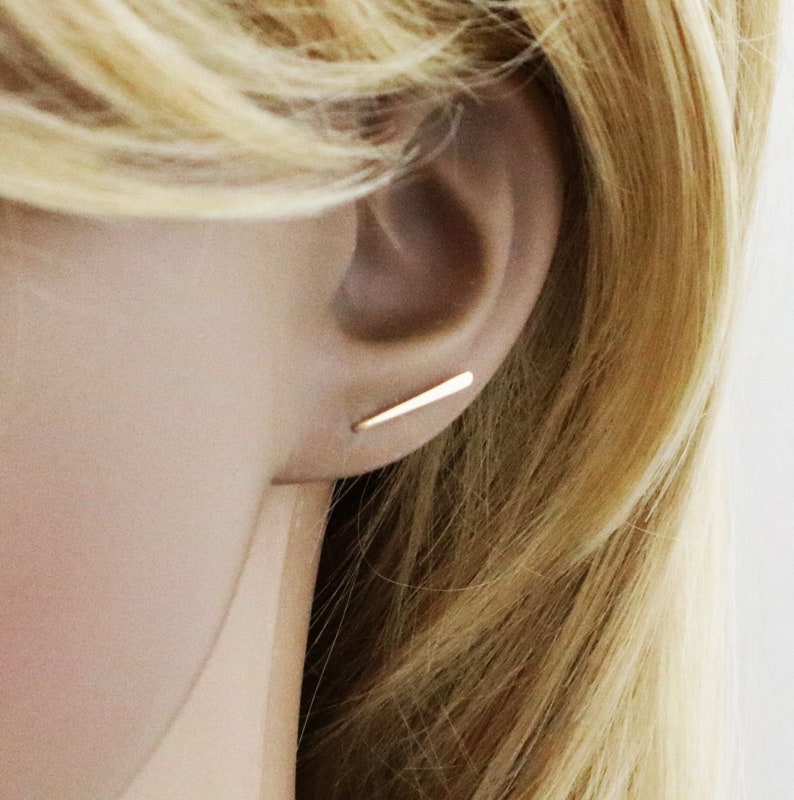 Minimalist Earrings, Gold Straight Ear Climbers, Simple Line Earring ...
