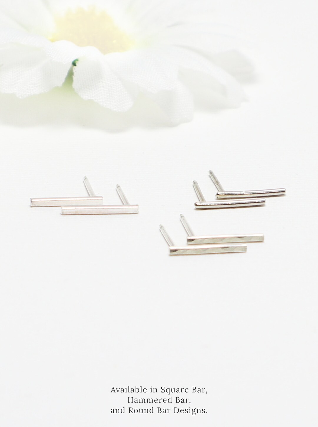 Minimalist Silver Bar Stud Earrings, 10mm , Vertical Bar Stud Earring ...
