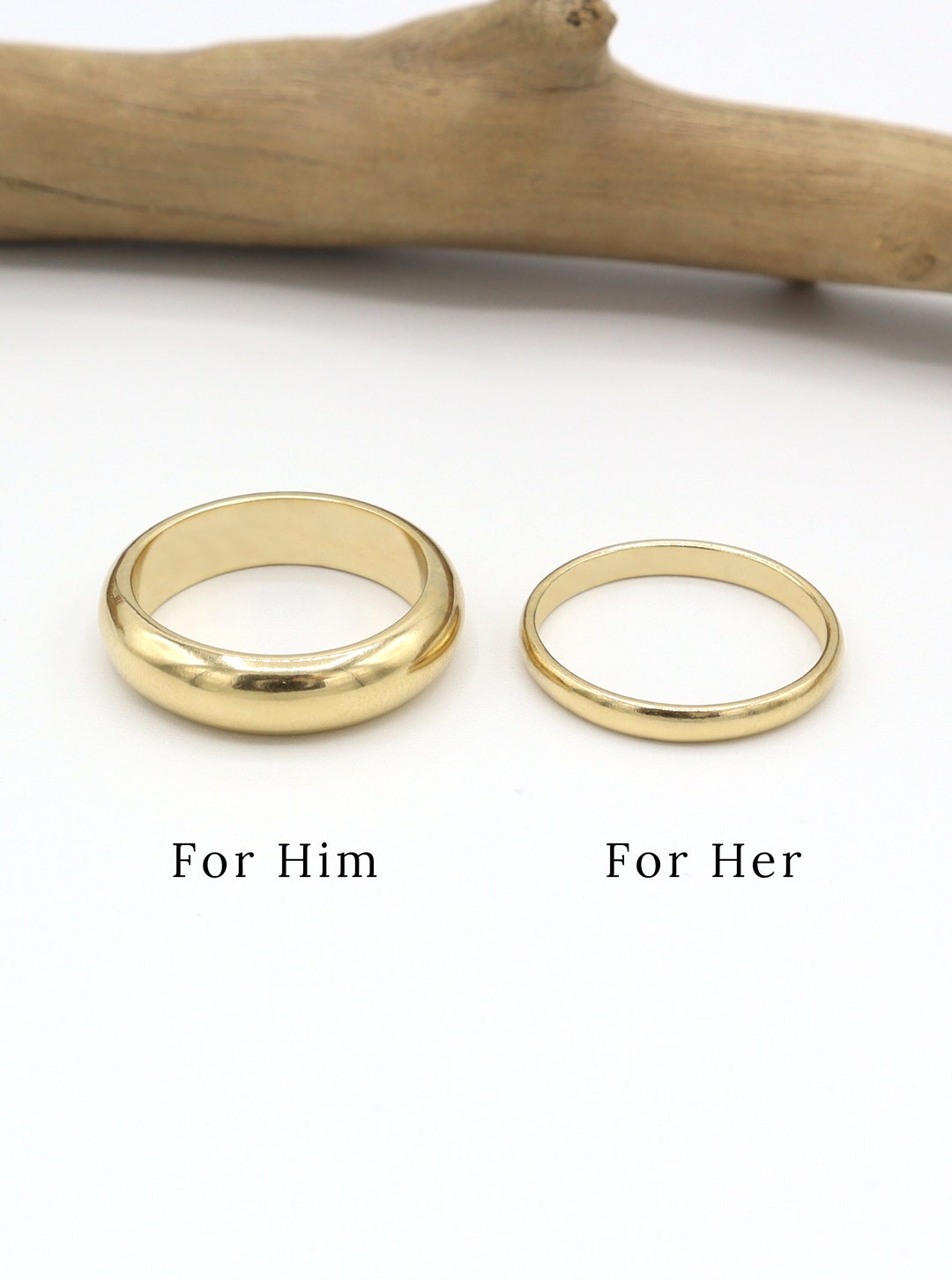 Couple Ring Set, Gold Couple Rings, His Her Promise Ring for Couple ...