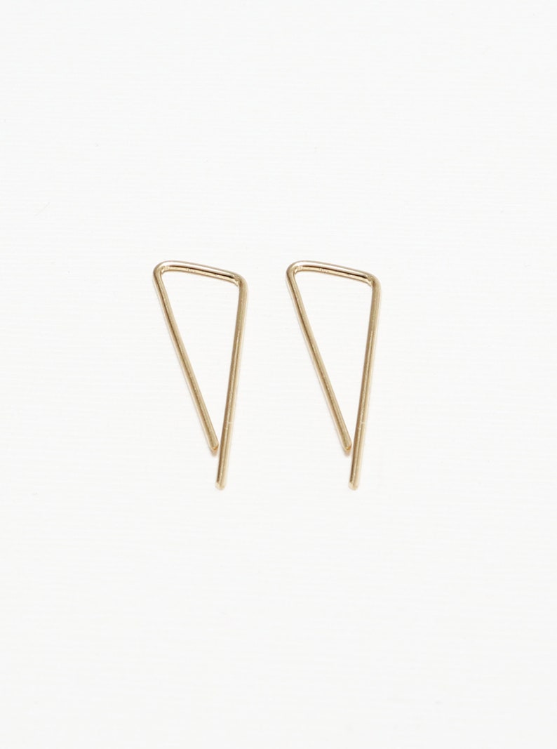 Triangle Gold Arc Earrings, Minimalist Earrings, Silver Geometric ...