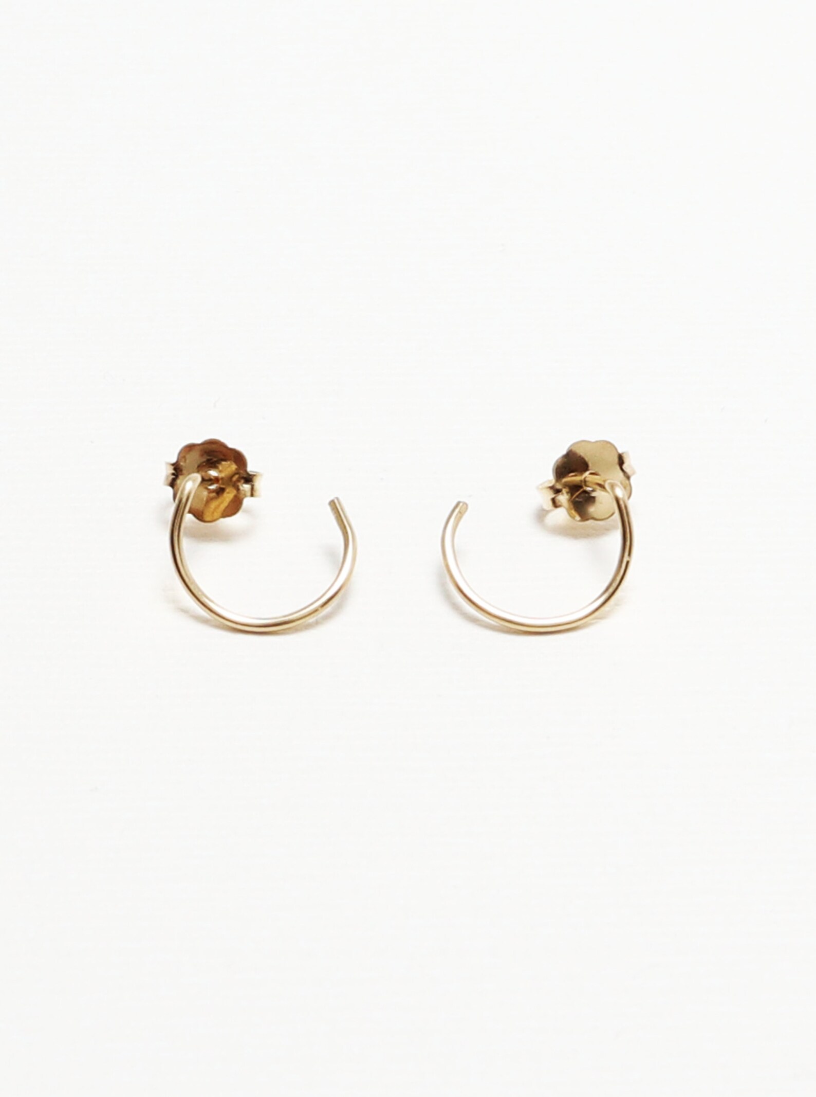 Open Hoop Gold Stud Earrings Small Half Hoops Tiny Huggie | Etsy