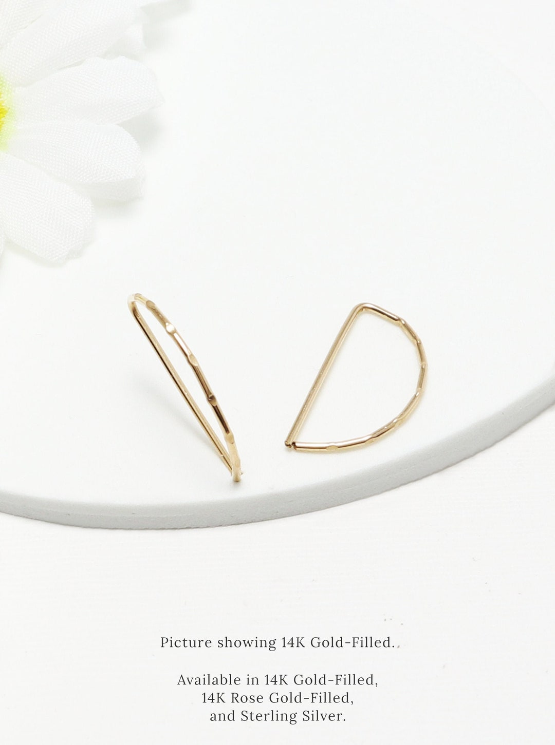 Half Moon Hoop Earrings, Half Hoop Earrings, Half Circle Earrings ...