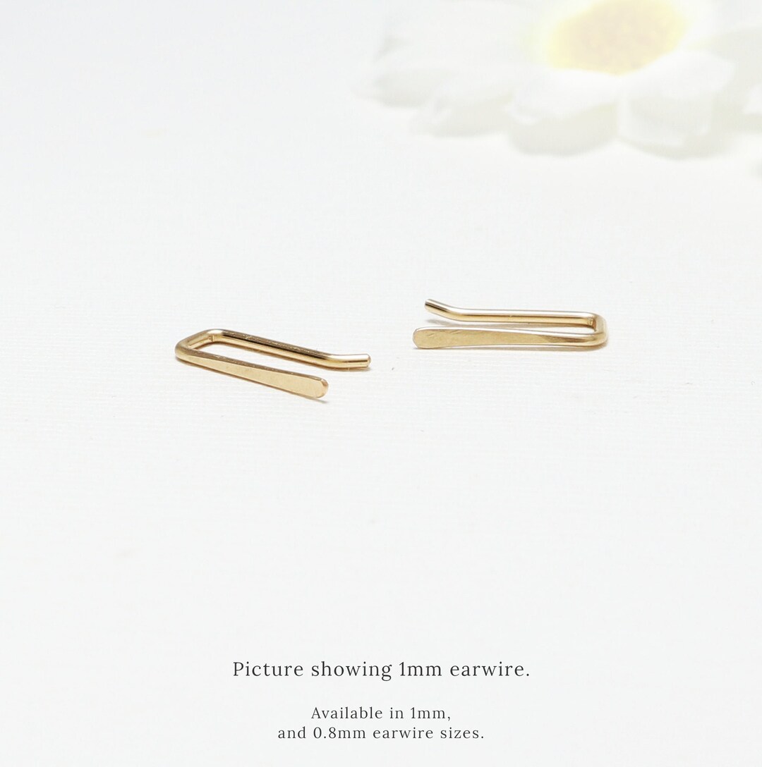 Minimalist Earrings, Gold Straight Ear Climbers, Simple Line Earring ...
