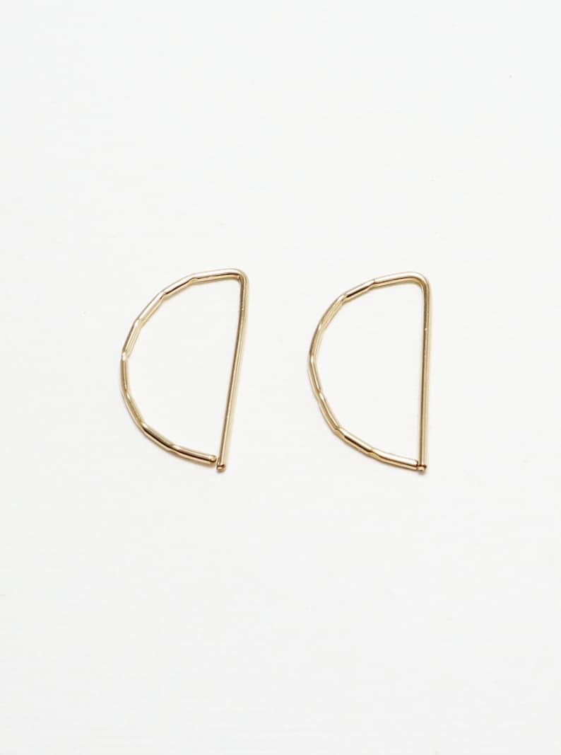 Half Moon Hoop Earrings Half Hoop Earrings Half Circle | Etsy