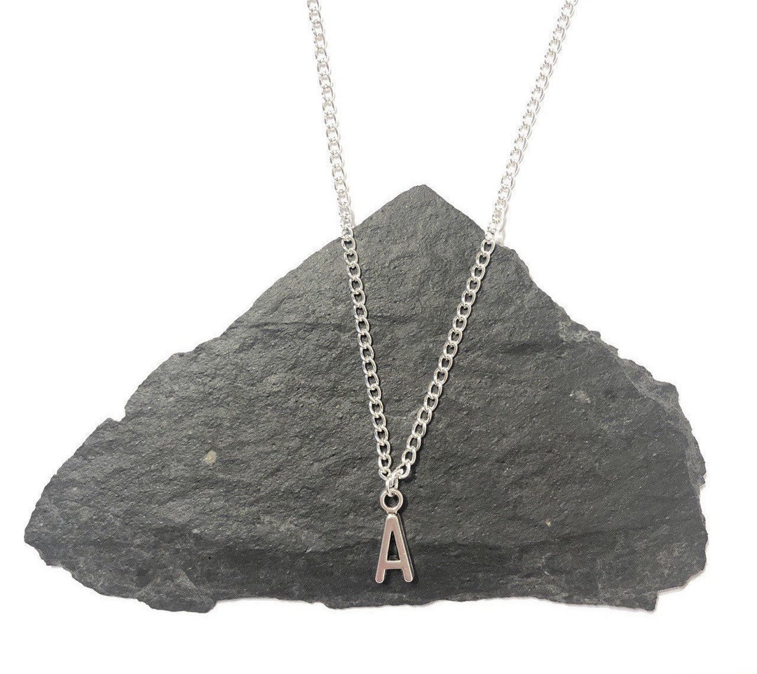 Custom Alphabet Pendant Necklace, Minimalist Silver Plated Initial ...