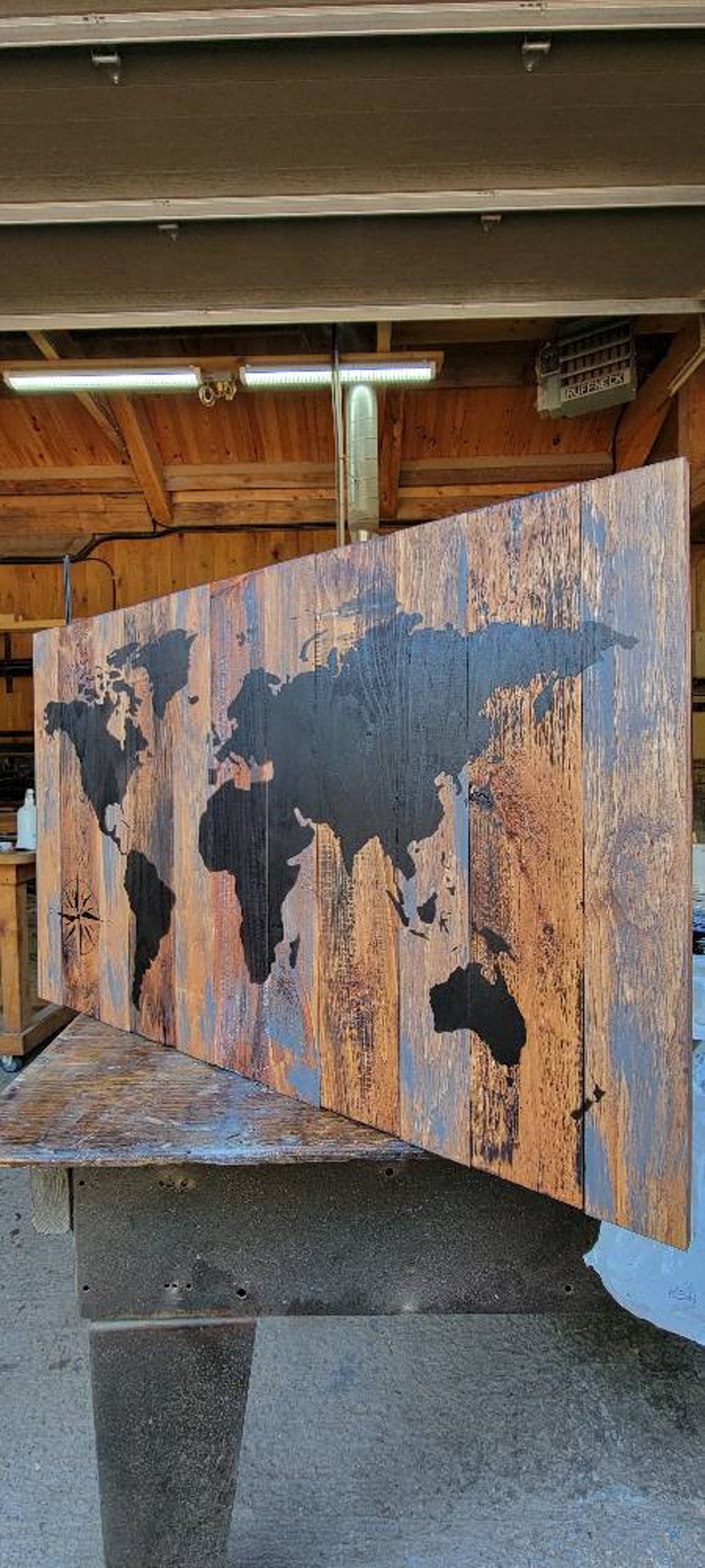 Industrial 3.0 Rustic Wood Map World Map on Wood Wood Map - Etsy