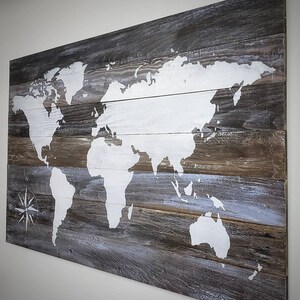 Industrial 2.0 Rustic Wood Map | World Map on Wood | Wood Map | Travel ...