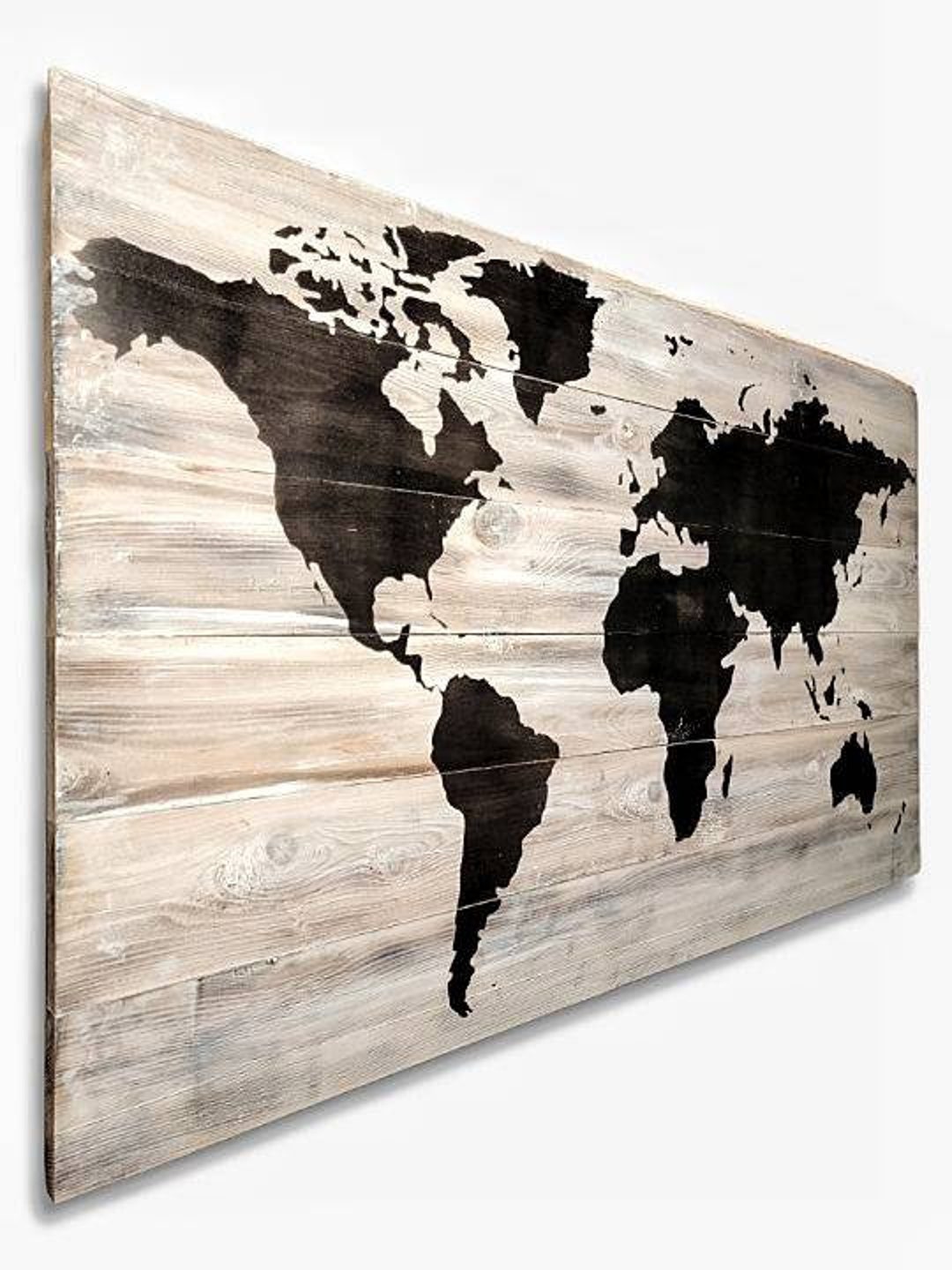 White Wood Map Shabby Chic Rustic Wall Art Wall Decor Travel Gifts ...