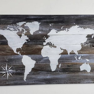 Industrial 2.0 Rustic Wood Map | World Map on Wood | Wood Map | Travel ...