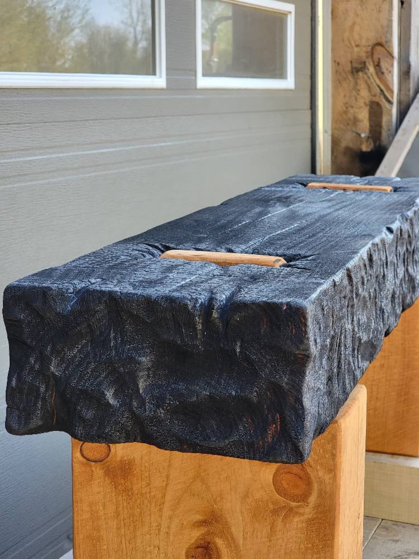 Serenity Bench | Shou Sugi Ban | Timber Frame | Hand Hewn | Mortise ...